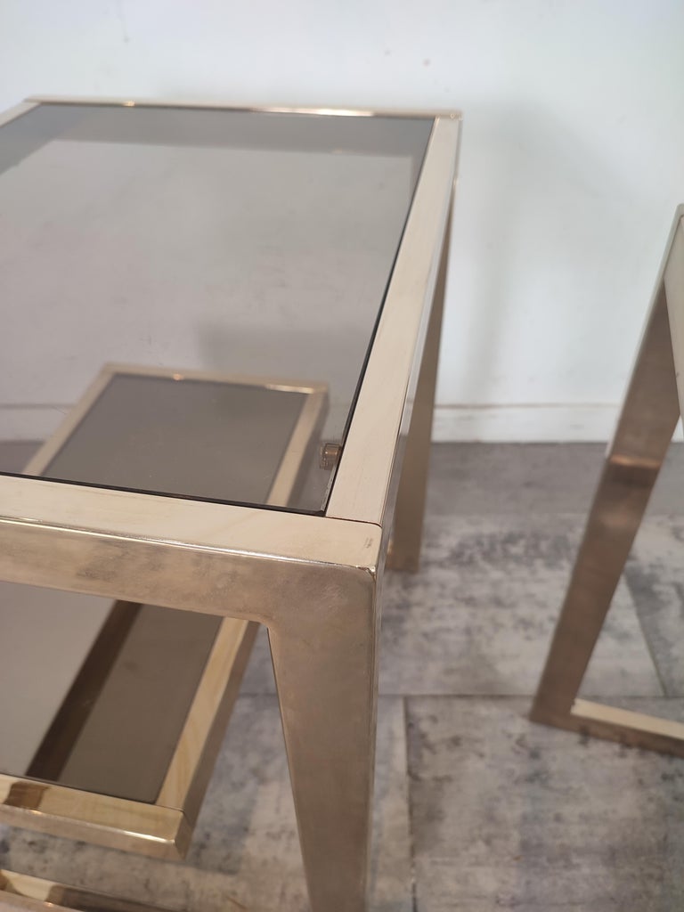 Pair of G Shaped Side Tables from Belgo Chrom For Sale at 1stDibs