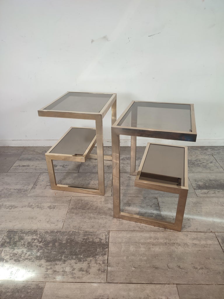 Pair of G Shaped Side Tables from Belgo Chrom For Sale at 1stDibs