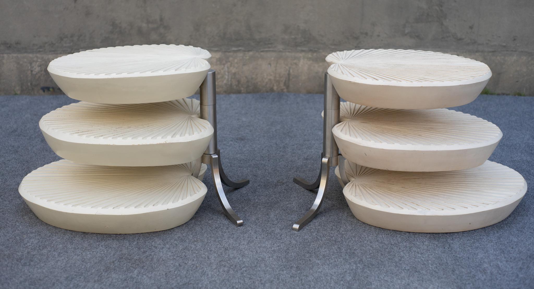 Pair of Gabriella Crespi Attr. Tiered Side Tables or Occasional Tables ...