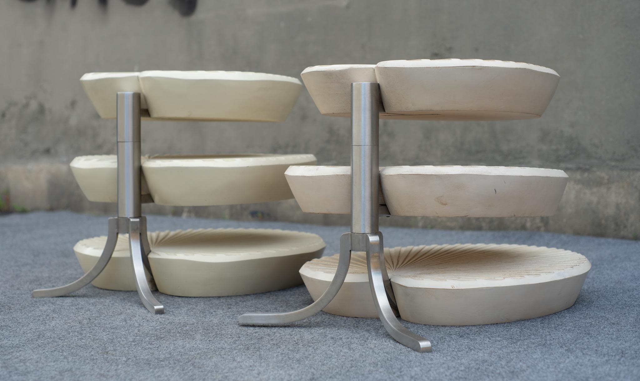 Pair of Gabriella Crespi Attr. Tiered Side Tables or Occasional Tables ...