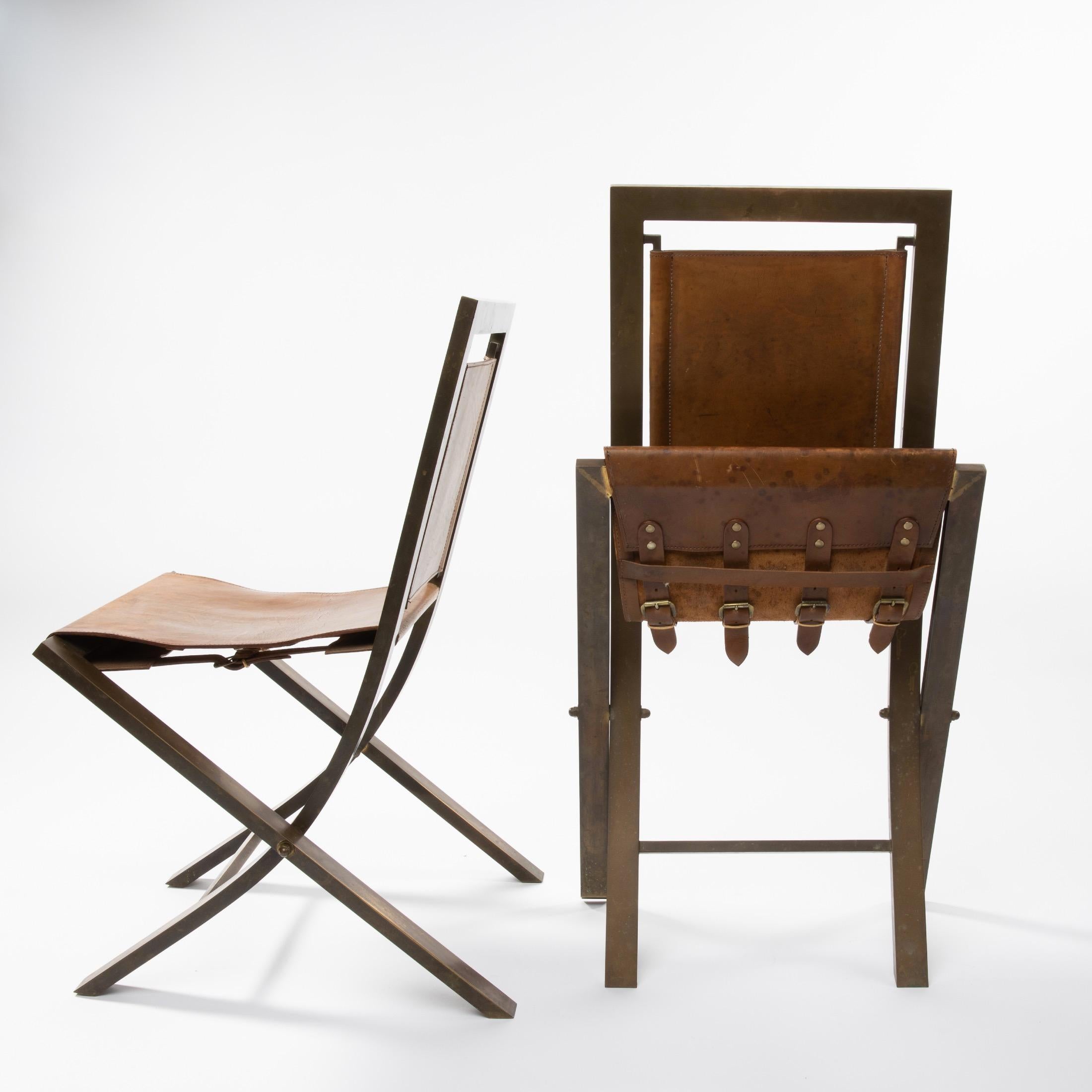 Pair of Gabriella Crespi Reclining Chairs, Sedia 73, Brass and Natural ...