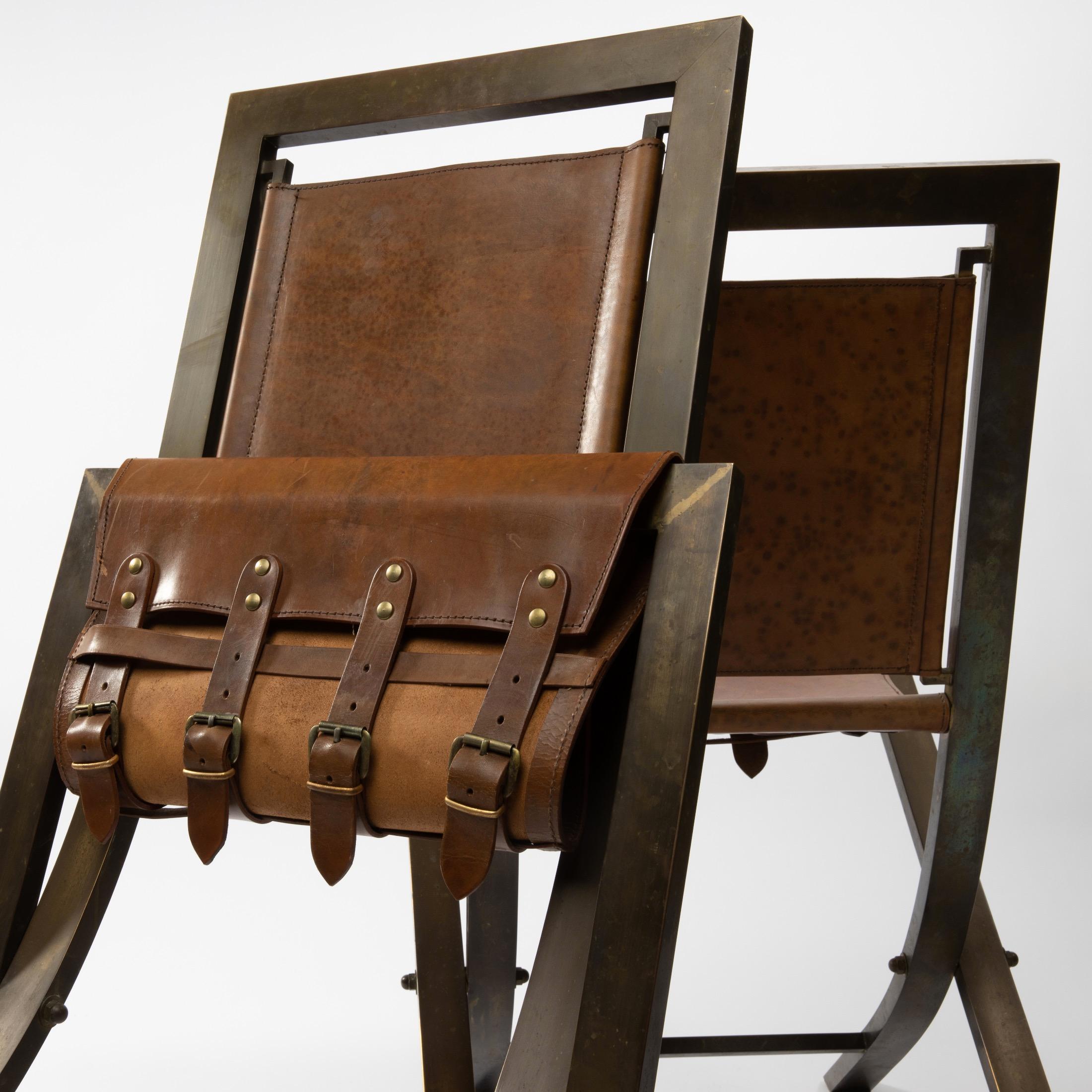 Pair of Gabriella Crespi Reclining Chairs, Sedia 73, Brass and Natural ...