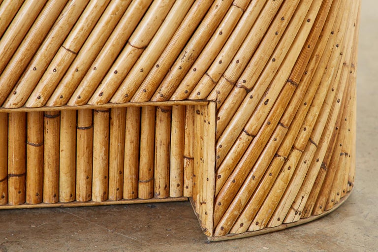 Pair of Organic Modern Bamboo Rattan Lounge Chairs and Ottoman at 1stDibs