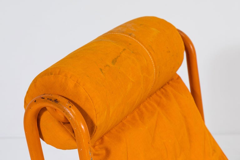 Pair of Gae Aulenti Locus Solus Lounge Chairs in Orange Tent Canvas at ...