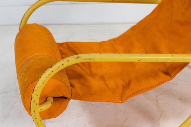 Pair of Gae Aulenti Locus Solus Lounge Chairs in Orange Tent Canvas at ...