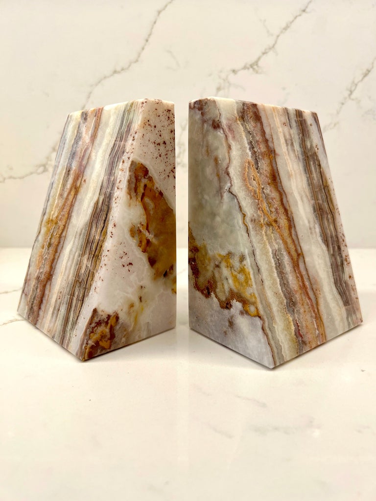 Pair of Geometric Onyx Bookends For Sale at 1stDibs