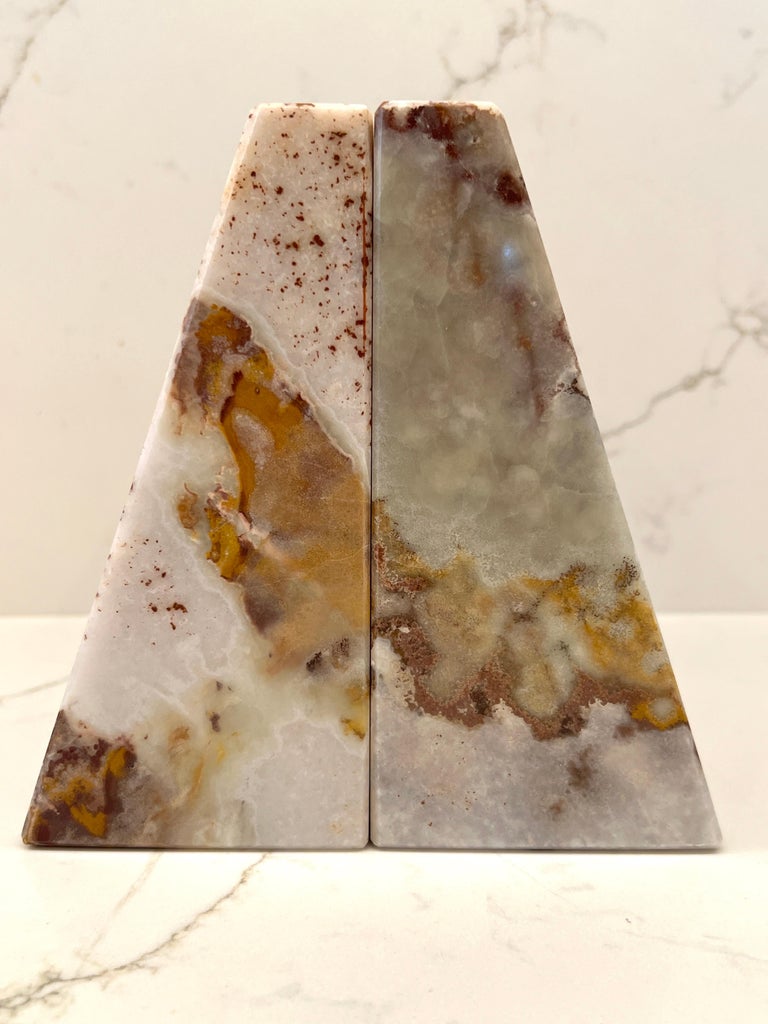Pair of Geometric Onyx Bookends For Sale at 1stDibs