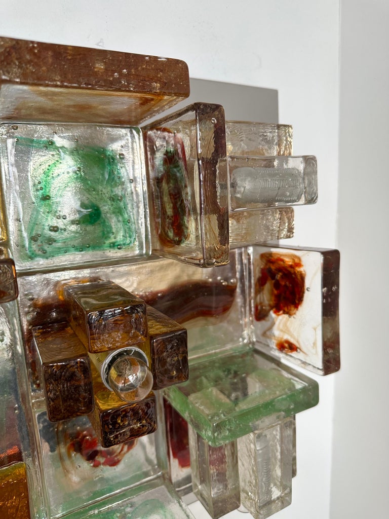 Pair of Geometry Glass Construction Metal Sconces by Poliarte, Italy ...