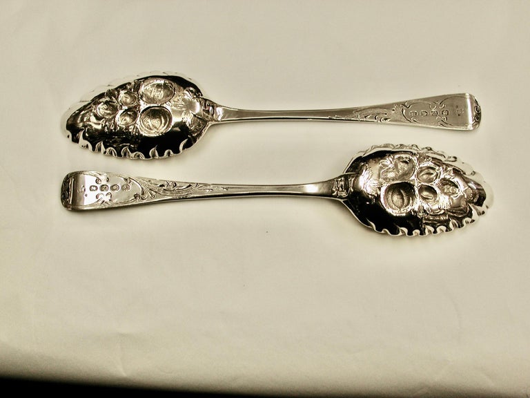 Pair of George 111 Silver Berry Spoons with Matching Sugar Sifter, 1799 ...