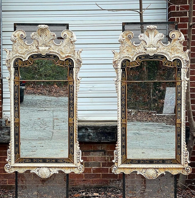 Pair of George II Style Pier Mirrors With Eglomise Inserts For Sale at ...