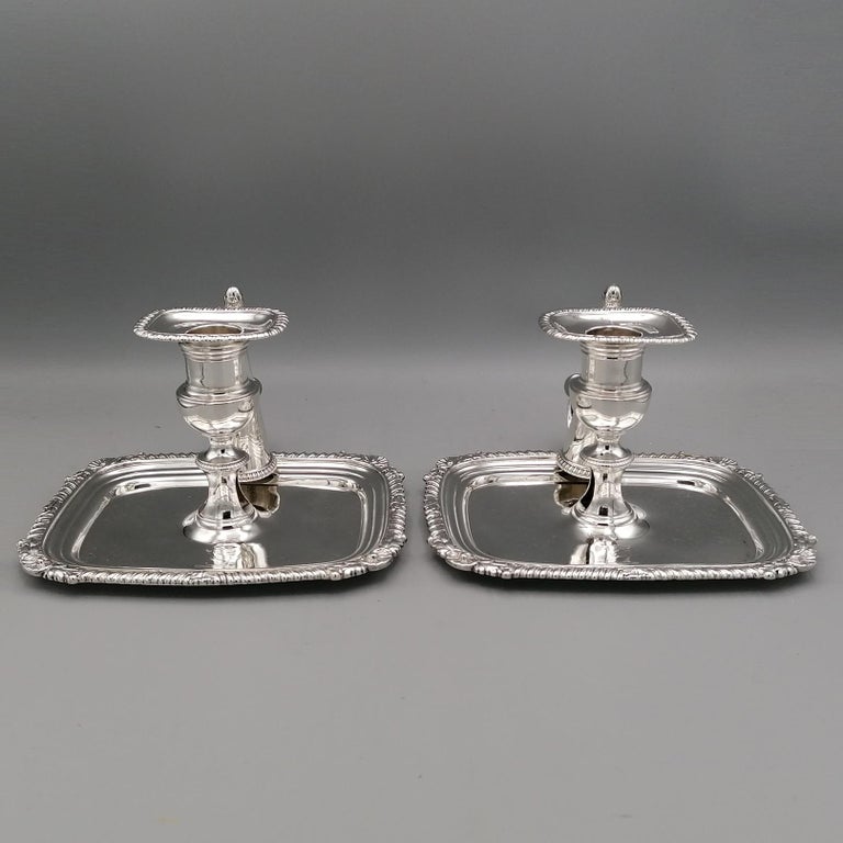 Pair of George III Antique Silver Chambersticks Made in 1813-4 For Sale ...