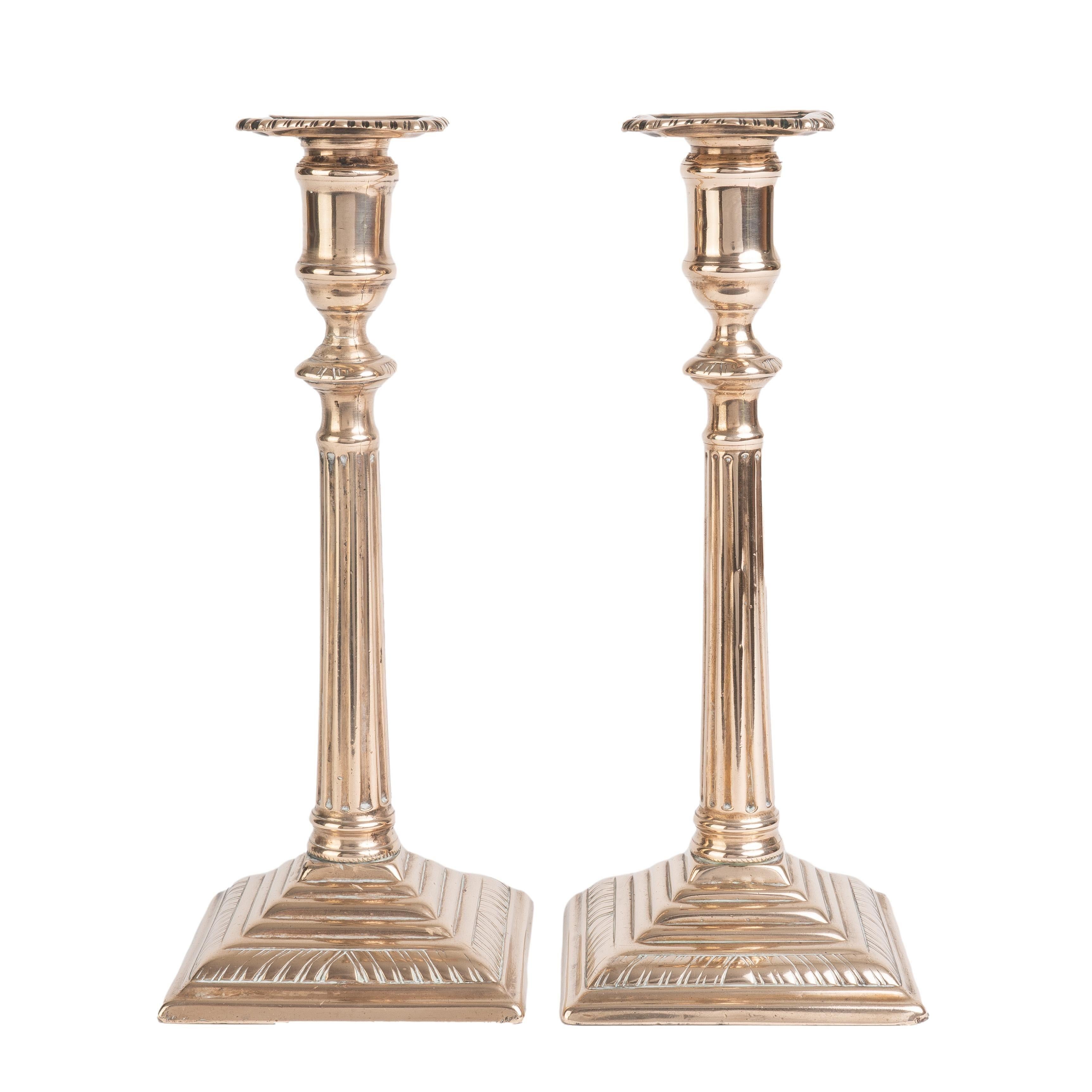 Pair of George III Cast Bell Metal Candlesticks, 1770 at 1stDibs