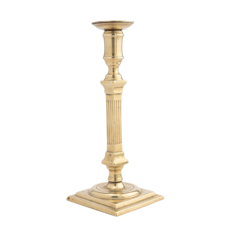 Pair of George III cast brass columnar candlesticks, 1790-1800 For Sale ...