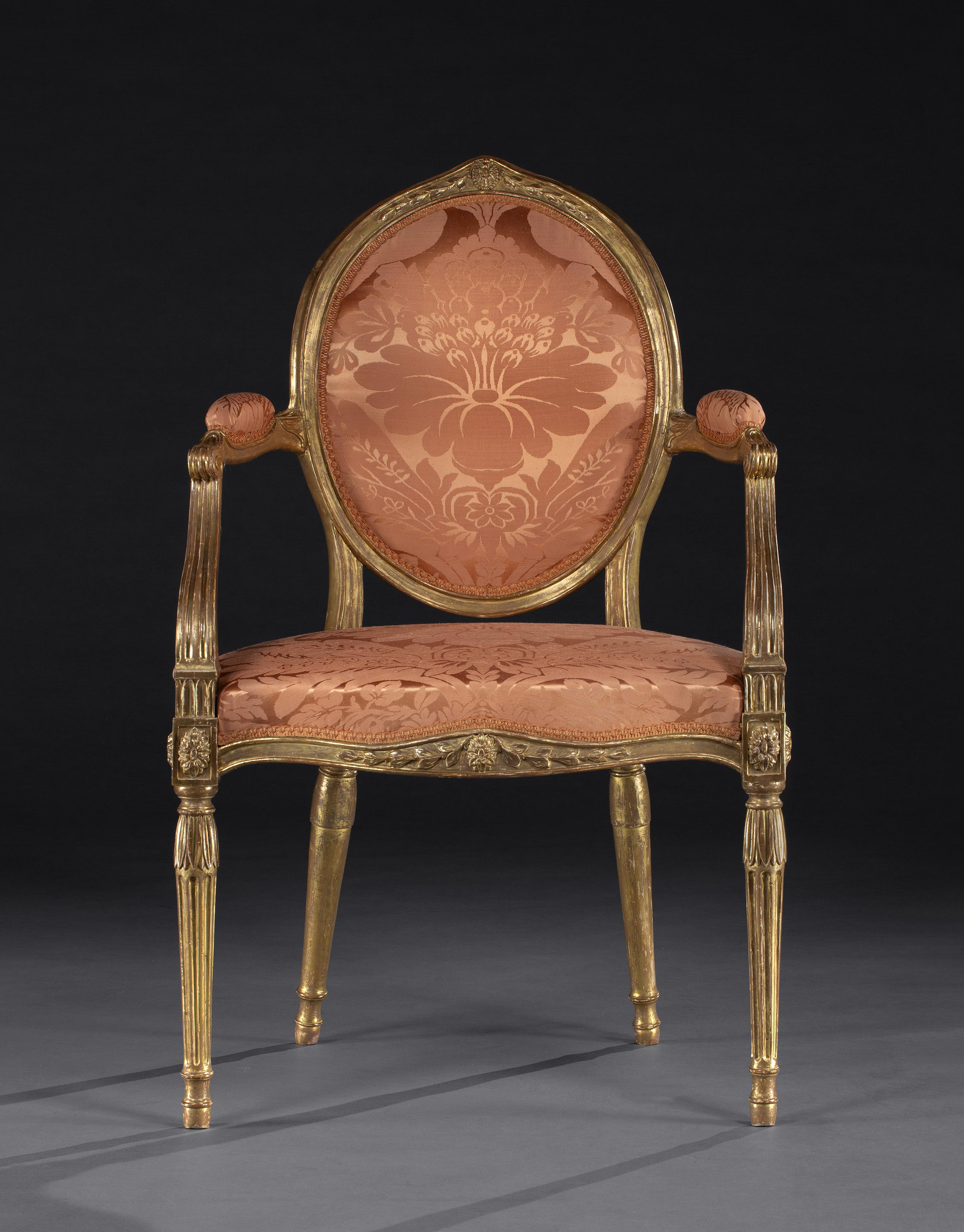 Pair of George III Neo-Classical Antique Giltwood Armchairs For Sale at ...