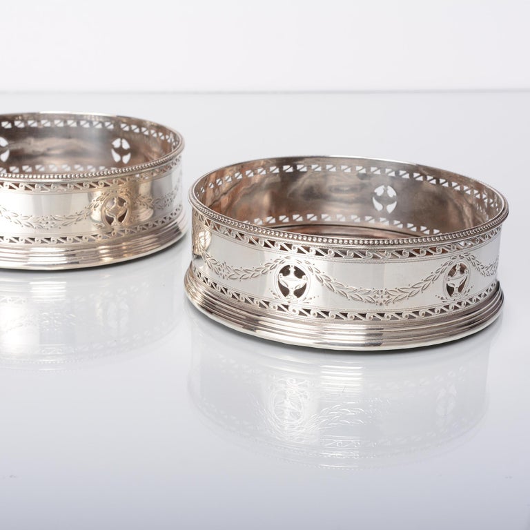 Pair of George III Silver Wine Coasters For Sale at 1stDibs