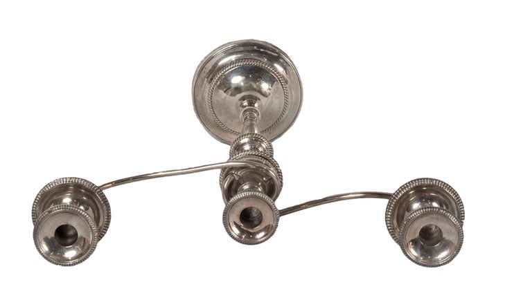 Pair of George III Sterling Silver Three-Light Candelabra / Single ...