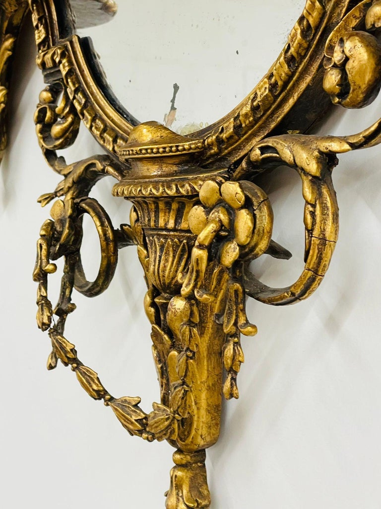 Pair of George III Style Giltwood and Composite Shelved Wall / Console Mirrors For Sale at 1stDibs