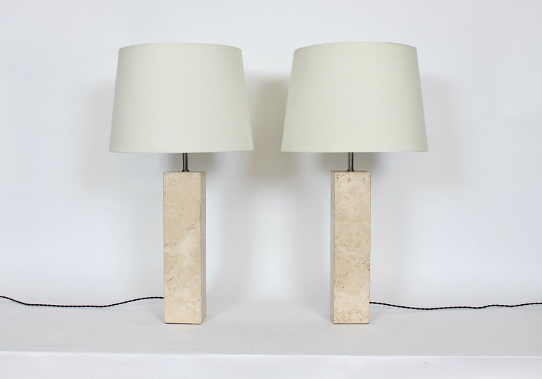 Pair of George Kovacs Solid Travertine Table Lamps, 1970's For Sale at ...