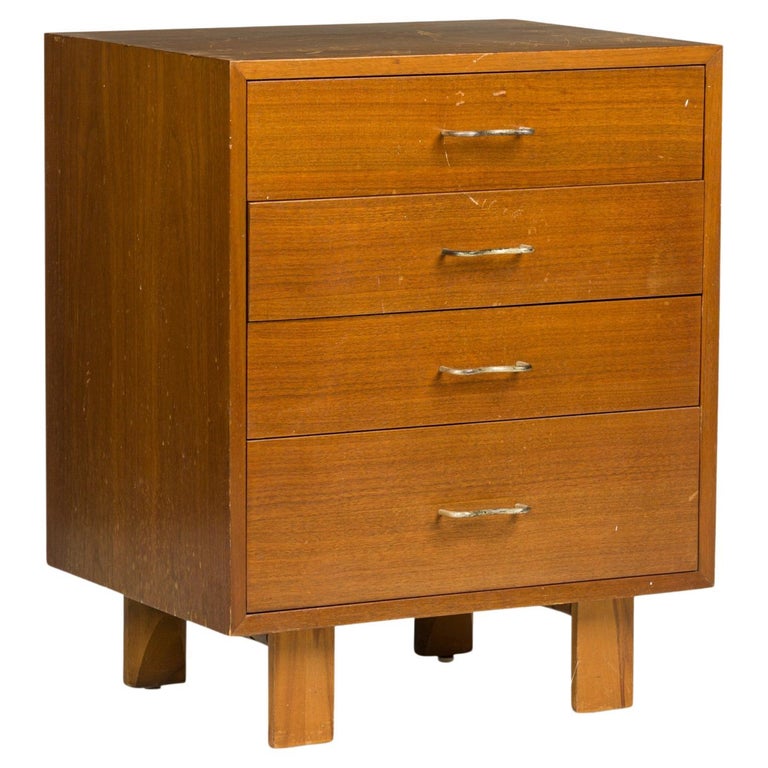 Pair of George Nelson for Herman Miller Walnut Veneer 4-Drawer Commodes ...