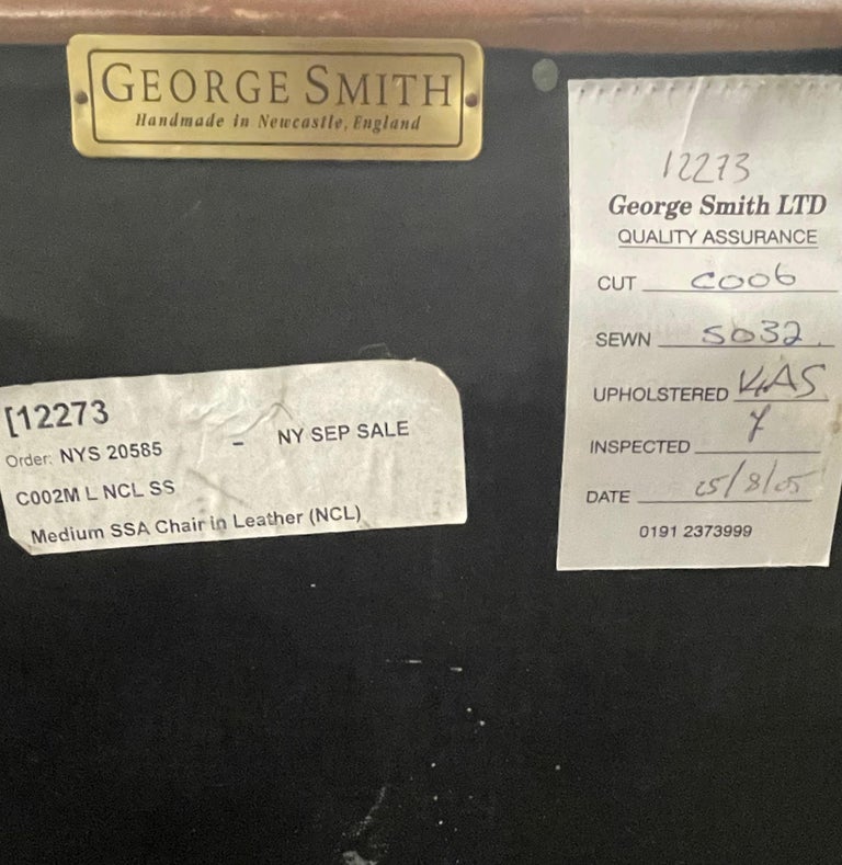 Pair of George Smith Leather Upholstered Armchairs, Scroll Arm or Cigar ...