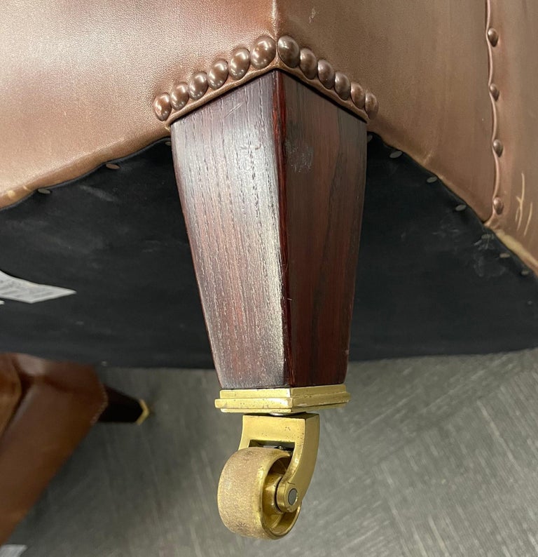 Pair of George Smith Leather Upholstered Armchairs, Scroll Arm or Cigar ...