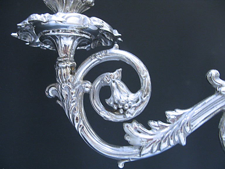 Pair of Antique Sterling Silver Five-Light Candelabra by Walker and ...