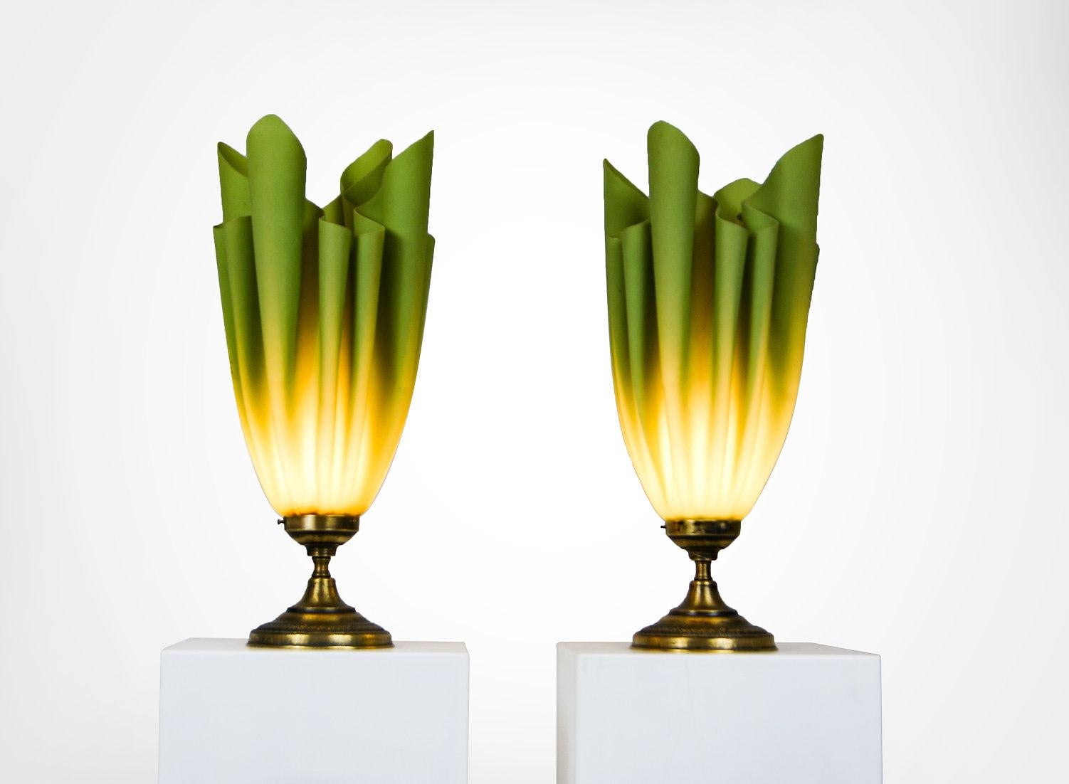 Pair of Georgia Jacob Ophélie Handkerchief Table Lamps With Green ...