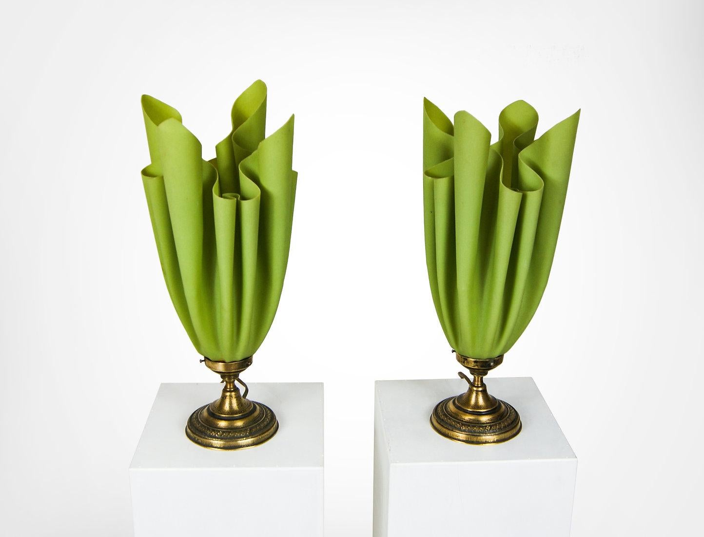 Pair of Georgia Jacob Ophélie Handkerchief Table Lamps With Green ...
