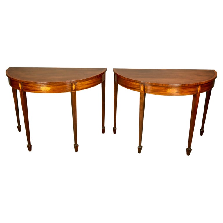 Pair of Georgian Demi lune console tables For Sale at 1stDibs