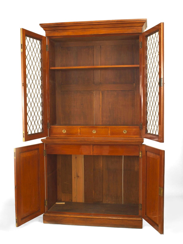 Pair of Georgian Mahogany and Brass Bookcases For Sale at 1stDibs