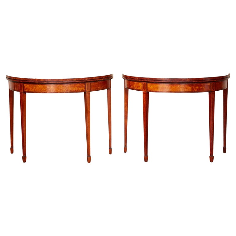 Pair of Georgian Painted Satinwood Card Tables For Sale at 1stDibs