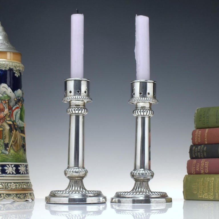 Pair of Georgian Silver Candle Sticks Birmingham, 1809 For Sale at 1stDibs