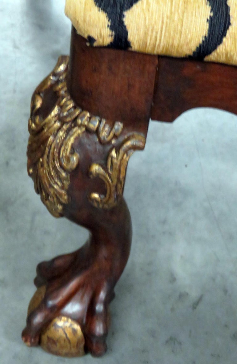 Pair of Tiger Print Upholstered Carved Mahogany Georgian Style Benches ...