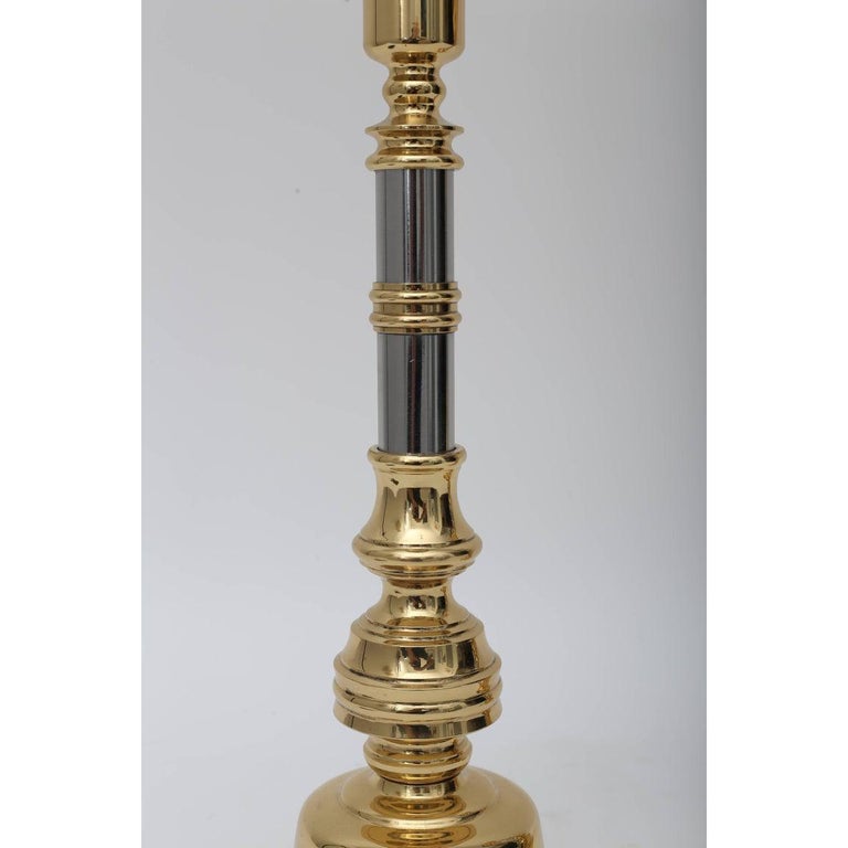 Pair of Georgian Style Candlesticks in Brass and Chrome For Sale at 1stDibs