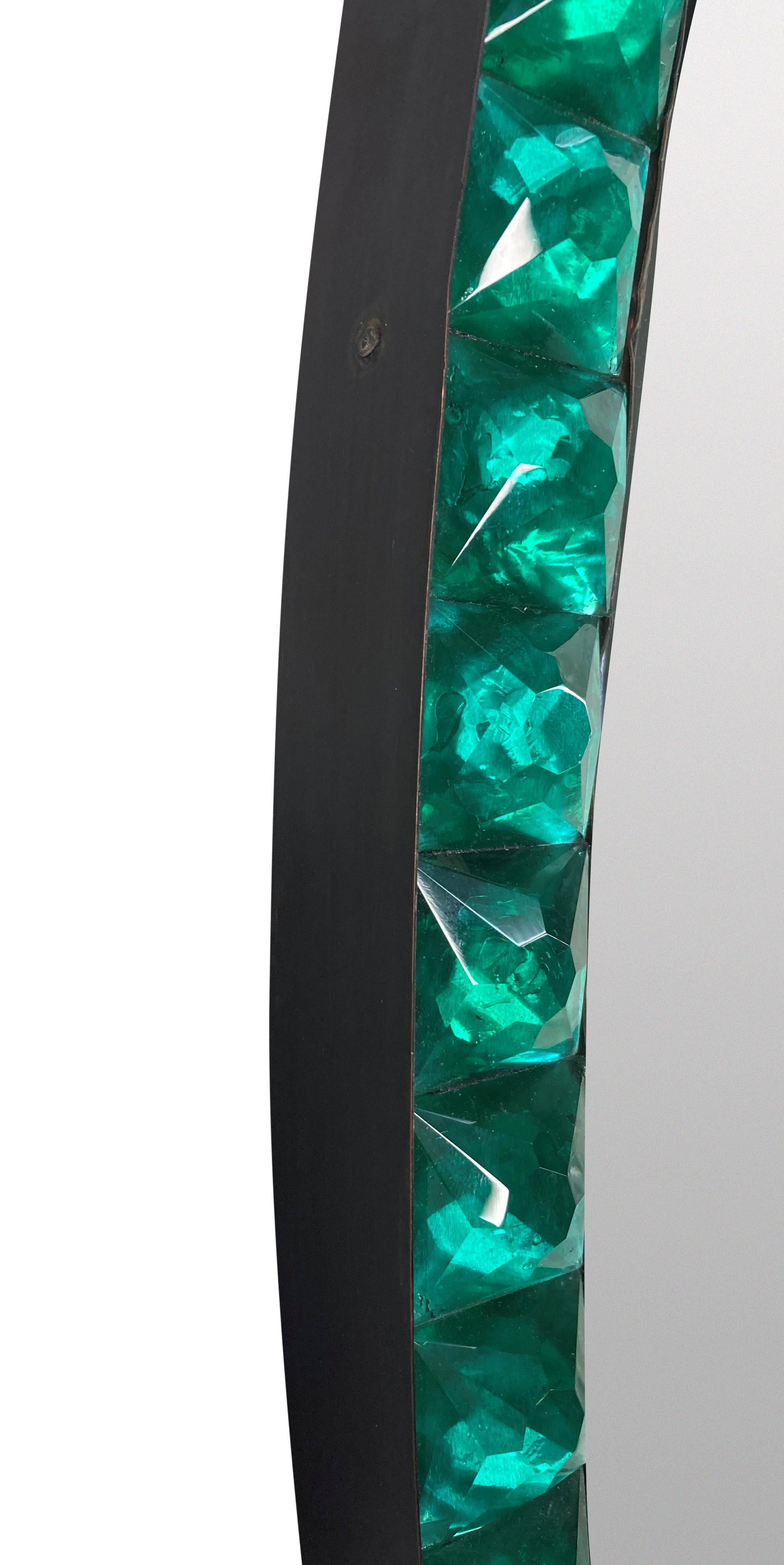 Pair Of Georgian Style Irish Mirrors With Emerald Glass Faeted Borders ...