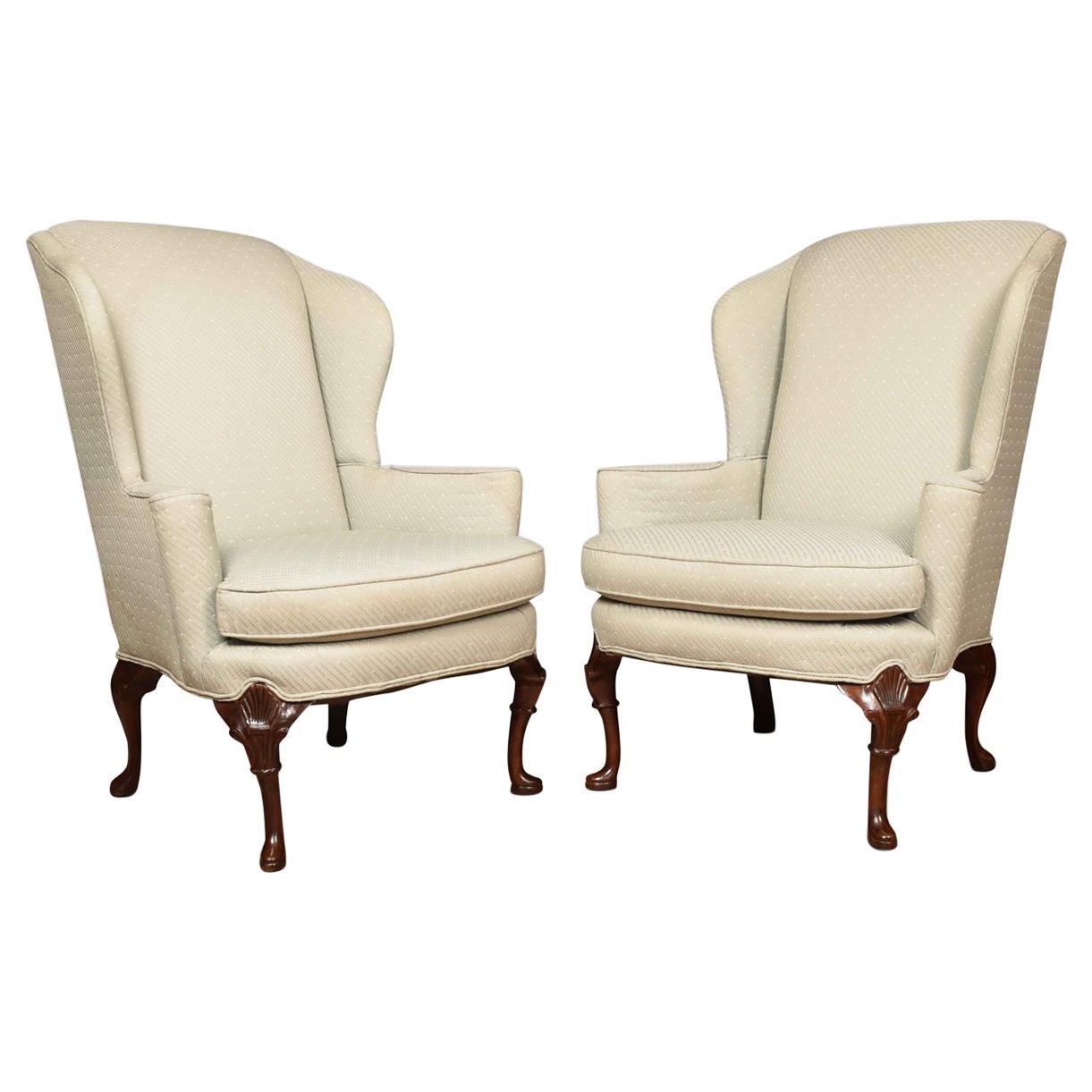 Pair of Georgian Style Wing Armchairs at 1stDibs