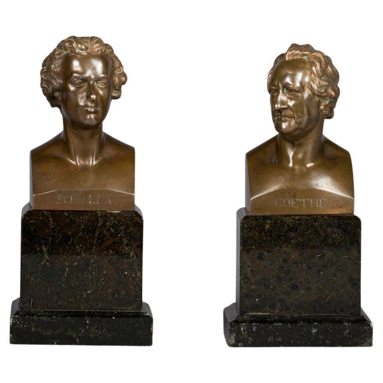 Pair of German Bronze Busts of Schiller and Goethe, circa 1880 For Sale ...