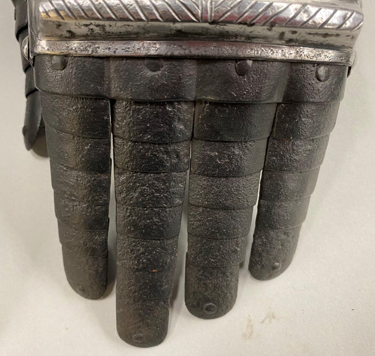 Pair of German Iron and Leather Gauntlets For Sale at 1stDibs