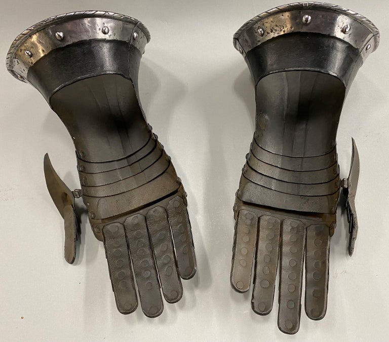 Pair of German Iron and Leather Gauntlets For Sale at 1stDibs
