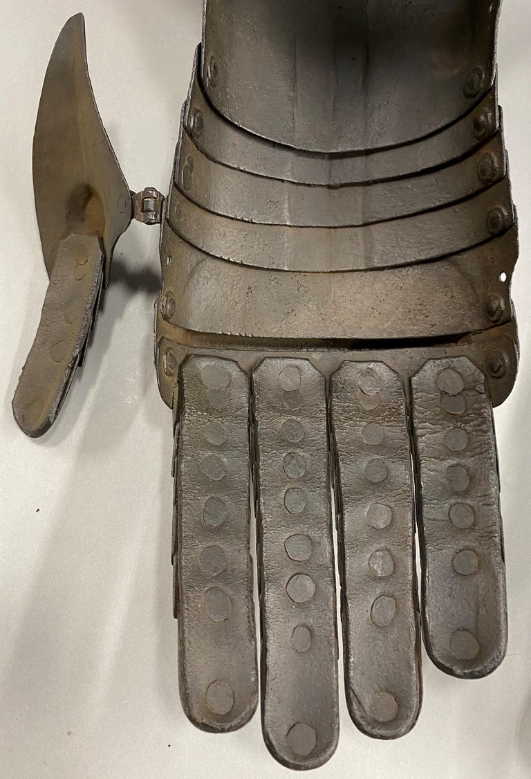 Pair of German Iron and Leather Gauntlets For Sale at 1stDibs