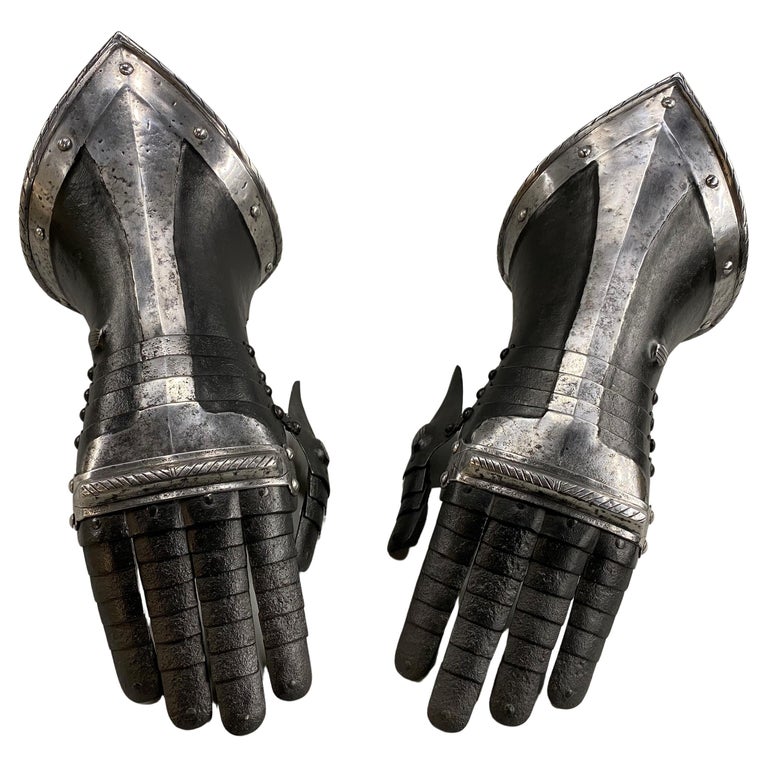 Pair of German Iron and Leather Gauntlets For Sale at 1stDibs