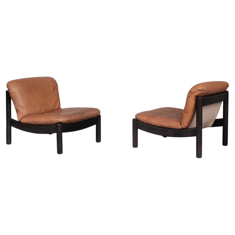 Pair of German Leather Easy Lounge Chairs at 1stDibs
