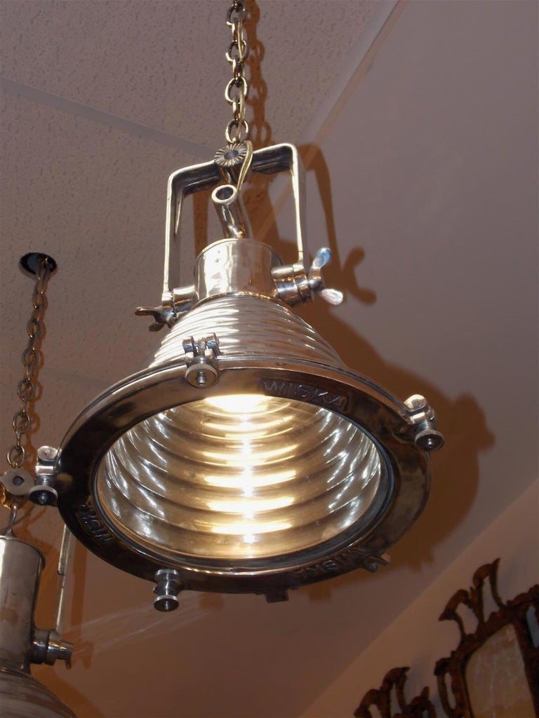 Pair of German Nautical Aluminum Hanging Ship Lights, Wiska Co, 20th ...