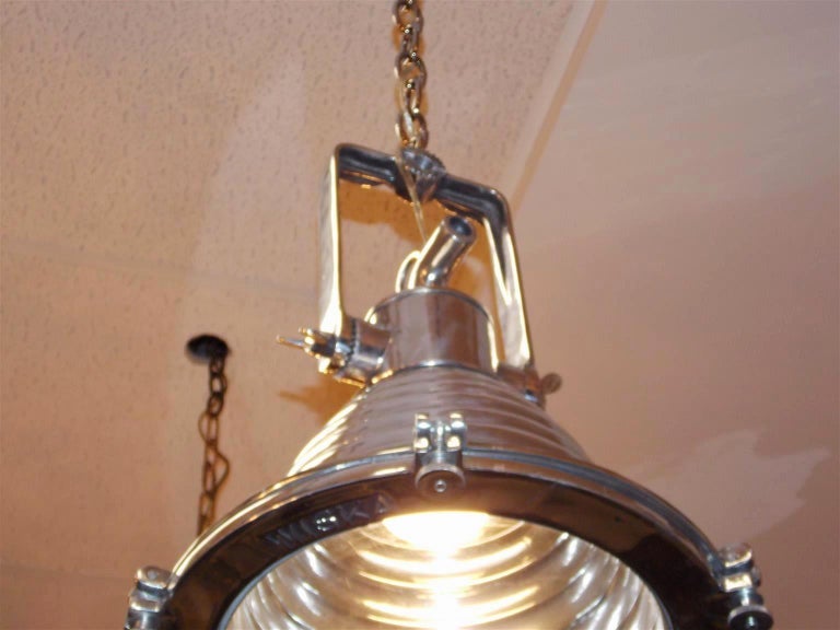 Pair of German Nautical Aluminum Hanging Ship Lights, Wiska Co, 20th ...