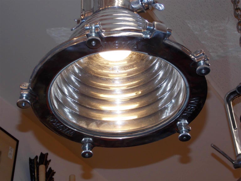 Pair of German Nautical Aluminum Hanging Ship Lights, Wiska Co, 20th ...