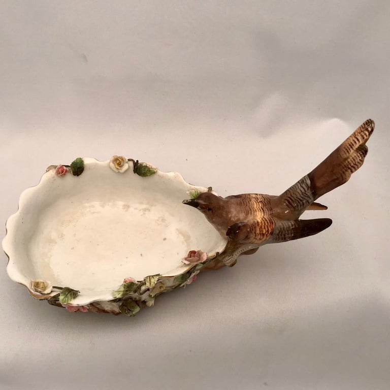 Pair of German Shaped Dessert Dishes Each Modelled with a Bird Amidst ...
