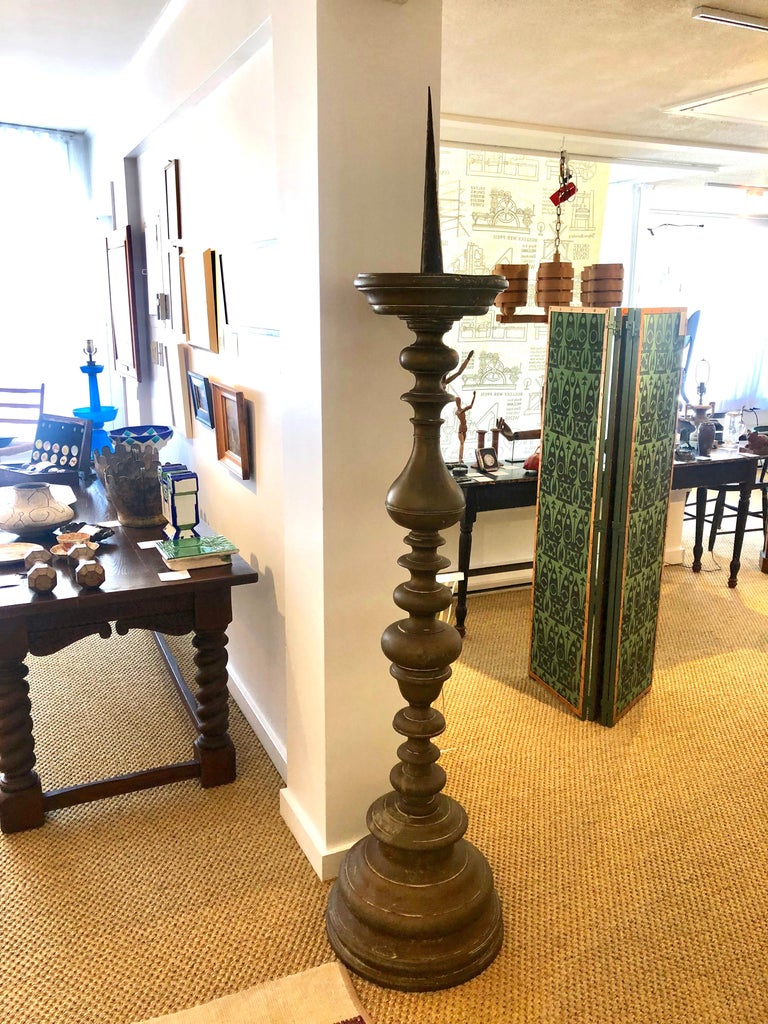 Pair of Giant Baroque Period Bronze Pricket Candlesticks, 17th Century ...