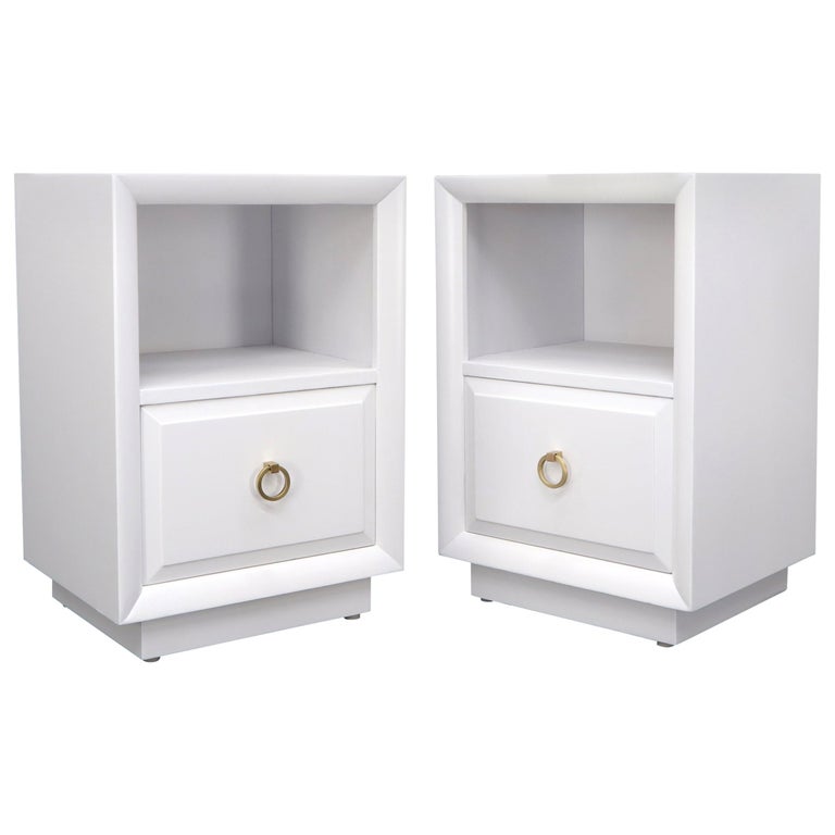 Pair of Gibbings for Widdicomb White Lacquer Nightstands End Tables at ...