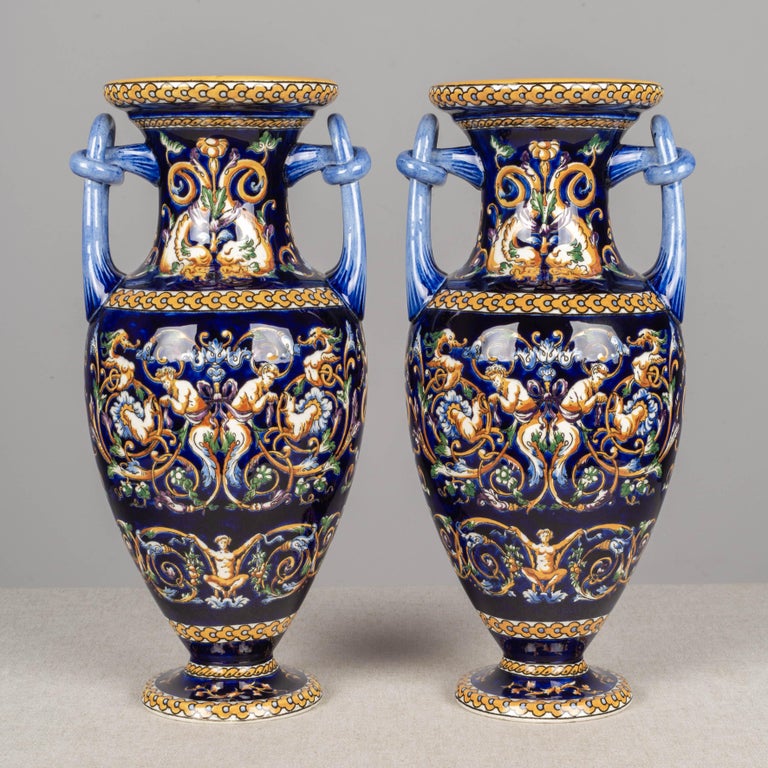 Pair of Gien French Faience Vases For Sale at 1stDibs | gien vase