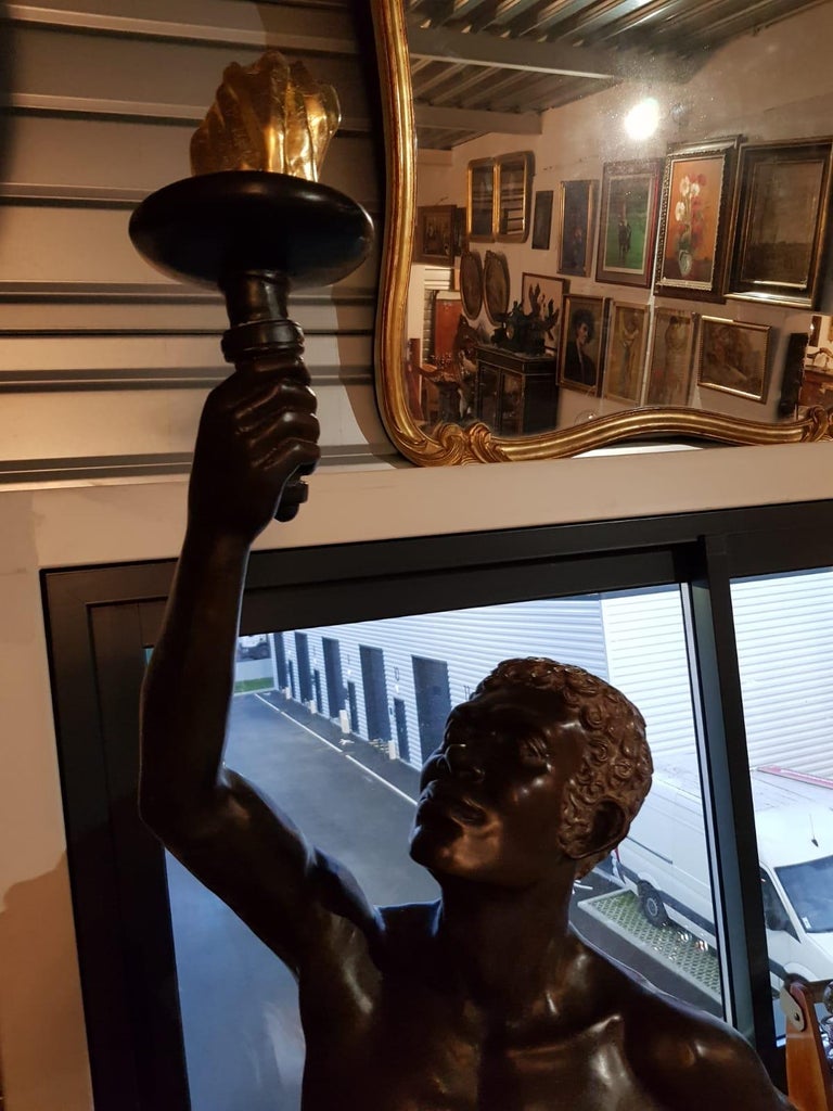 Pair of Gigantic Bronze Statutes Representing Nubians Carrying Torches ...